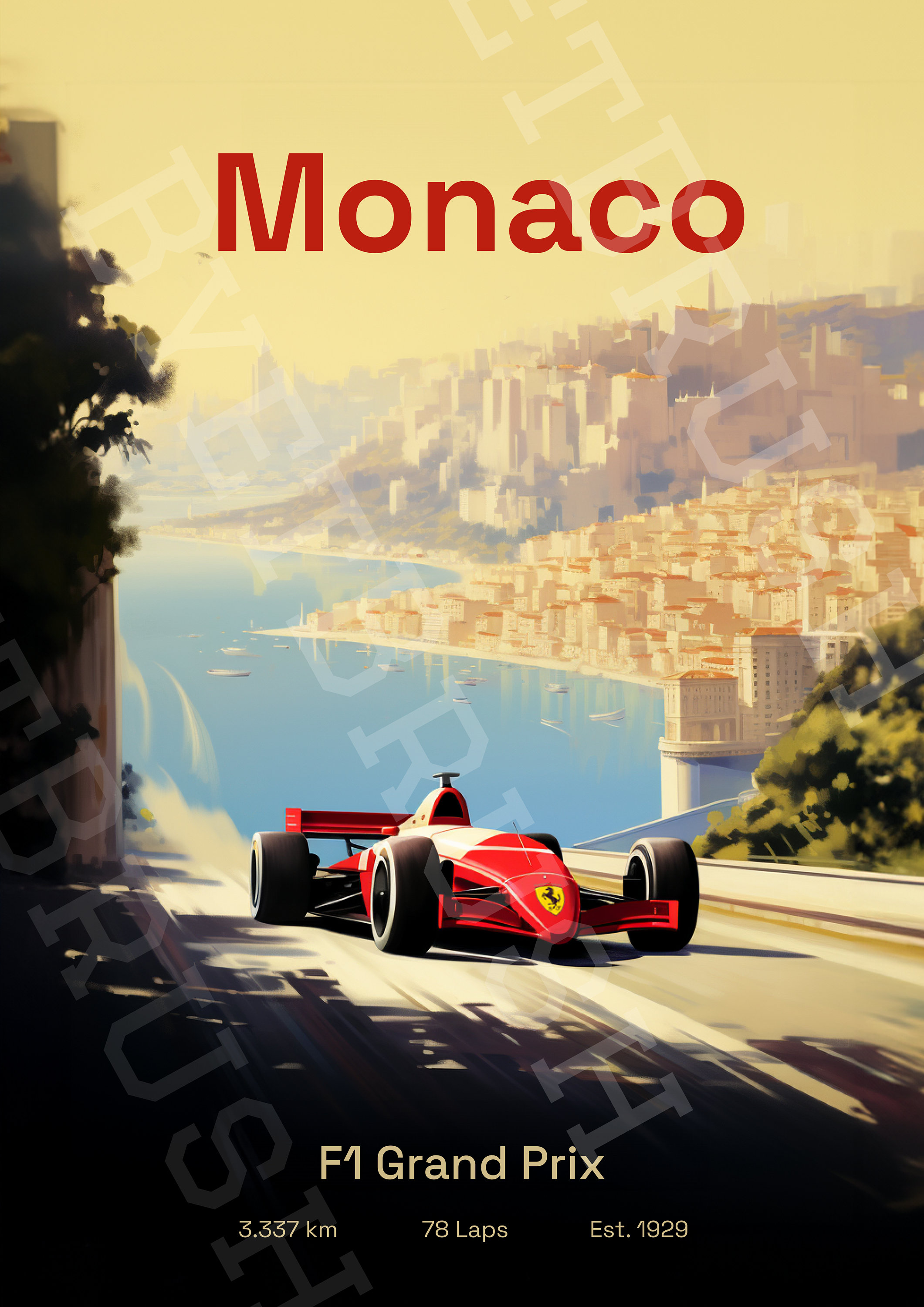 Monaco F1 Formula 1 Poster Monaco Art Vintage Monaco Poster F1 Art ...