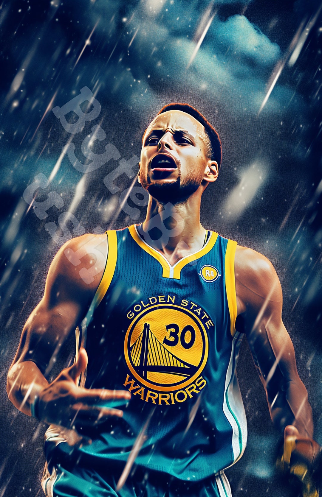 Steph Curry Digital Print He's Back Digital Print Steph Curry Golden ...