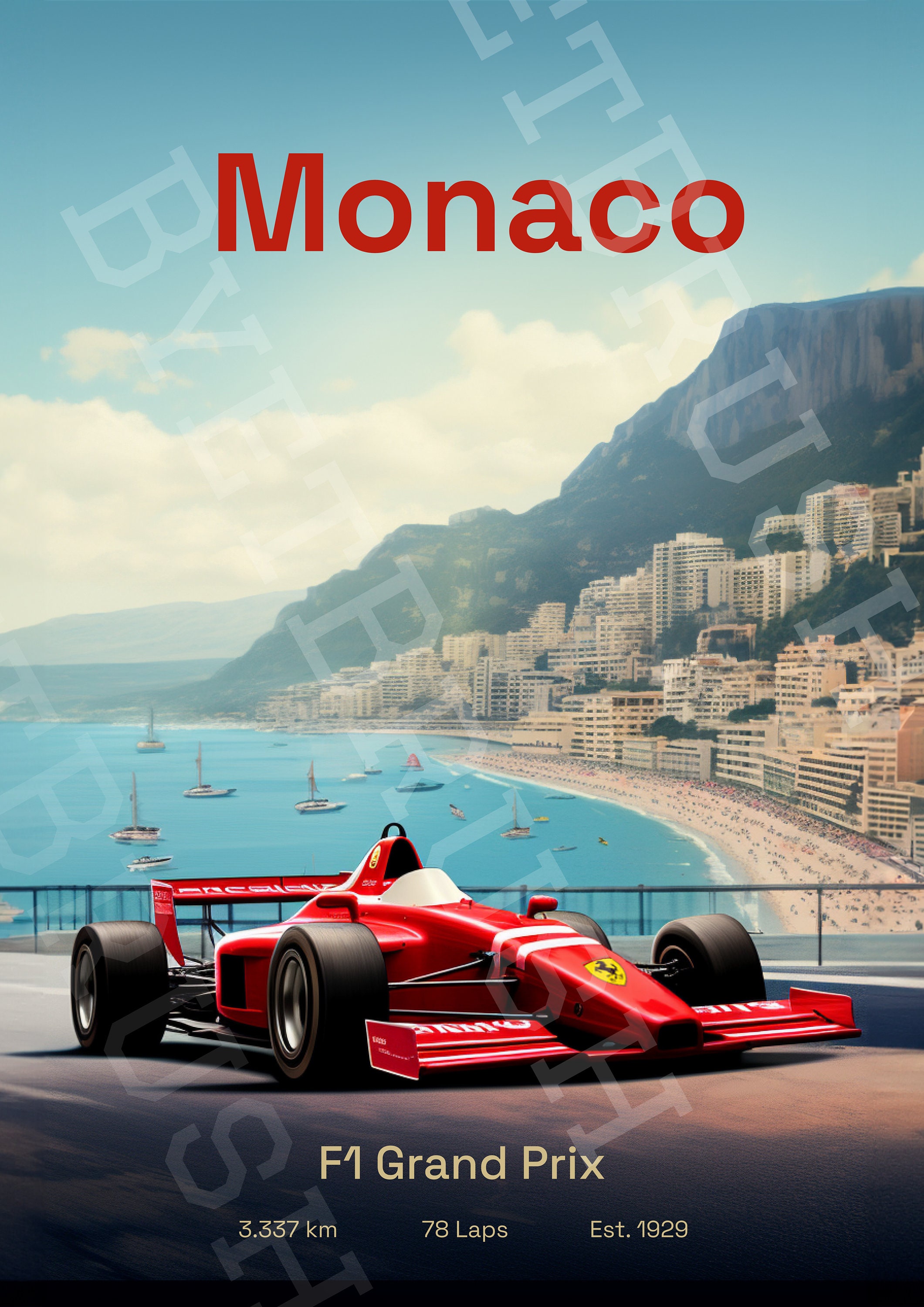 Monaco F1 Formula 1 Poster Monaco Art Vintage Monaco Poster F1 Art ...