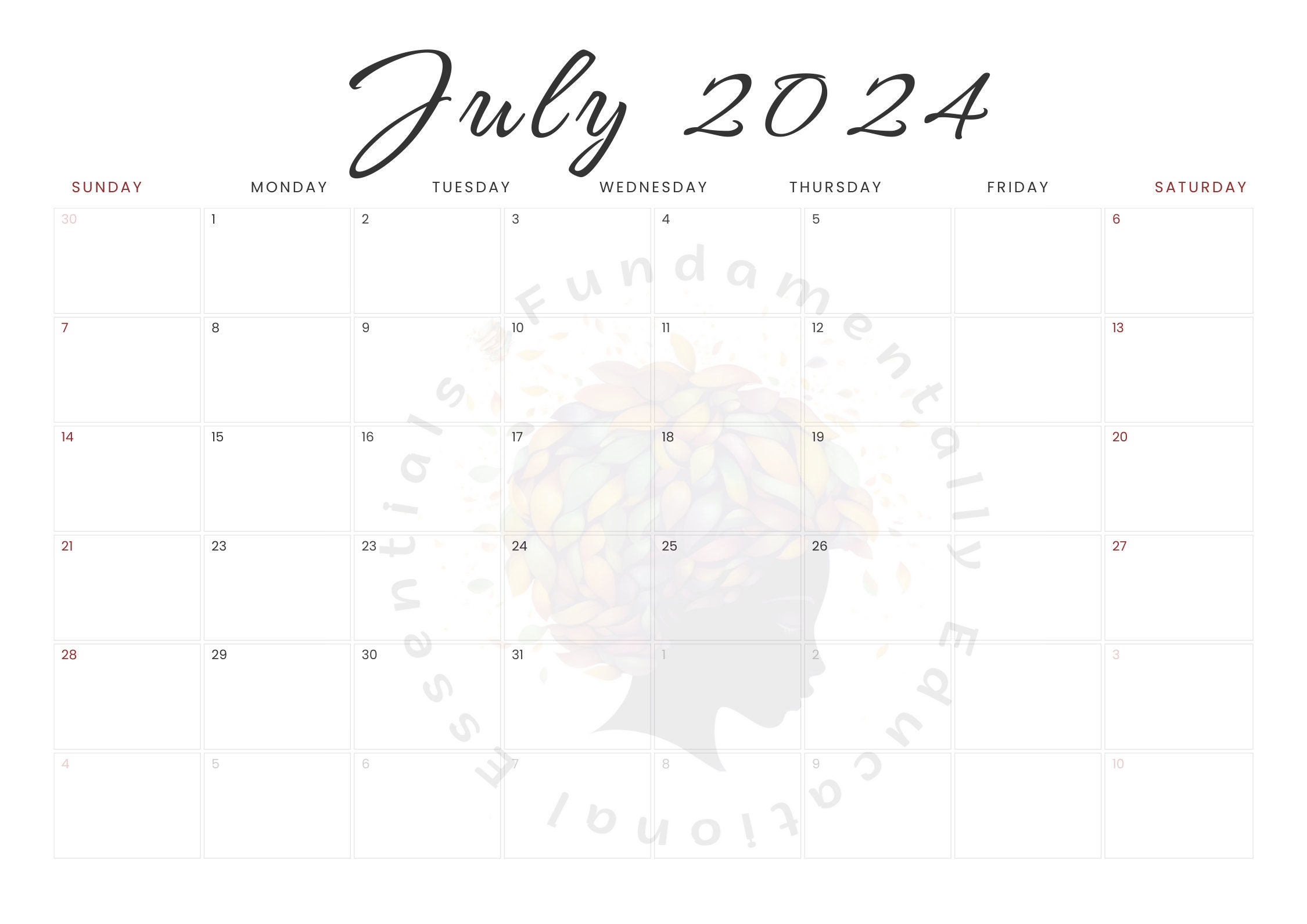Minimalist 2024 GOODNOTES Compatible Printable Wall Calendar Landscape ...