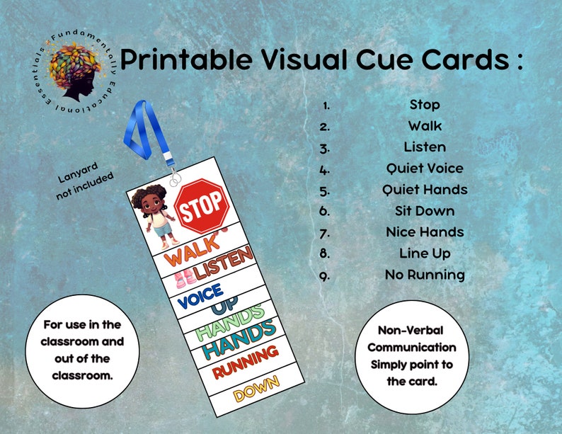 9 Tiered Cue Cards, Visual Cues Autism, Classroom Support, Non-verbal ...