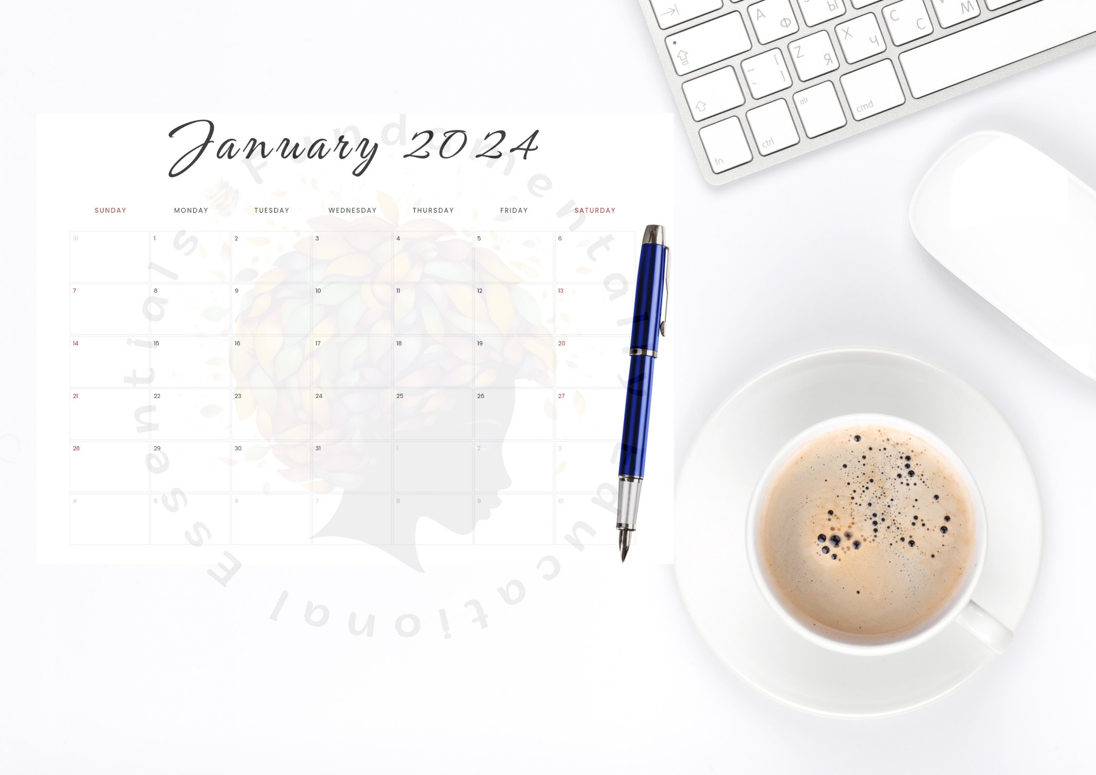 Minimalist 2024 GOODNOTES Compatible Printable Wall Calendar Landscape ...