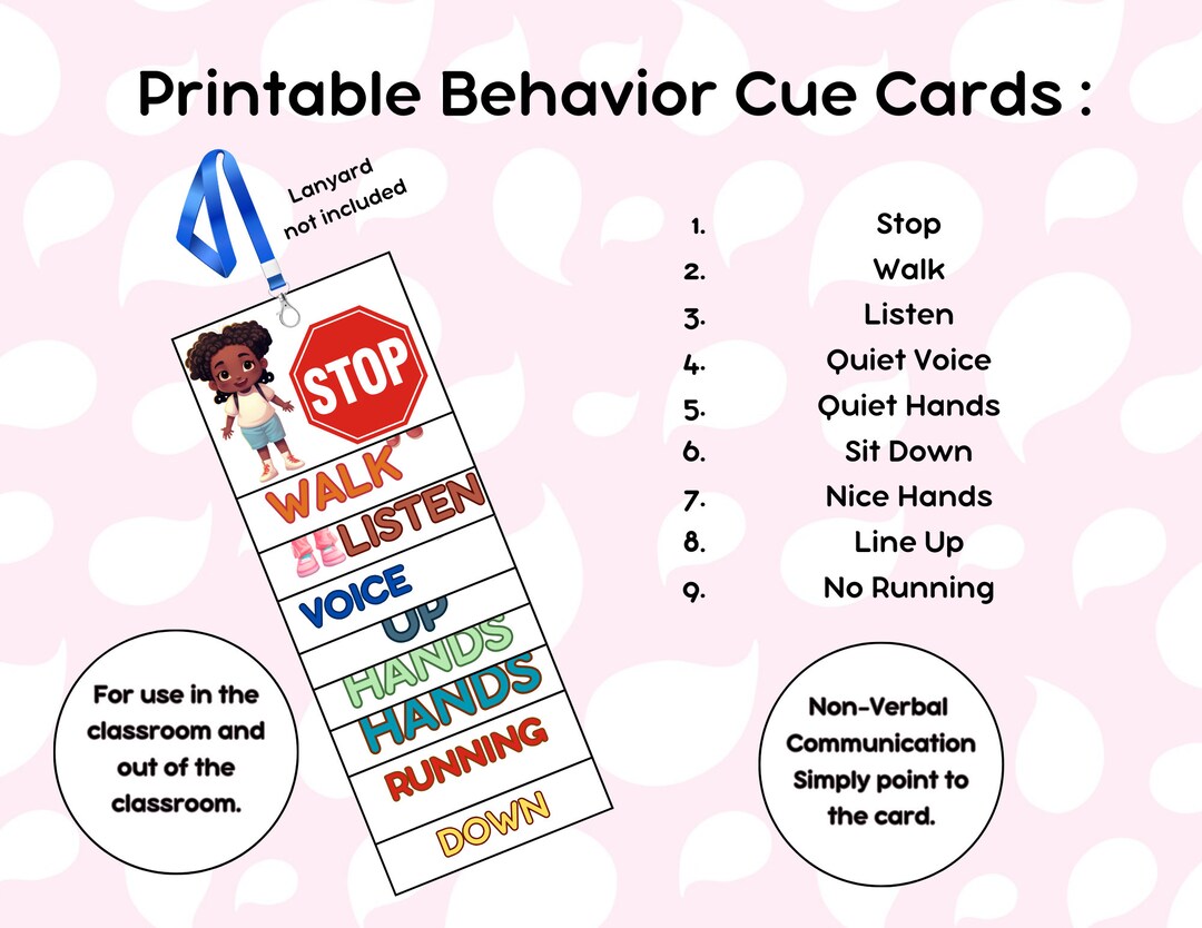 9 Tiered Cue Cards Visual Cues Autism Classroom Support - Etsy