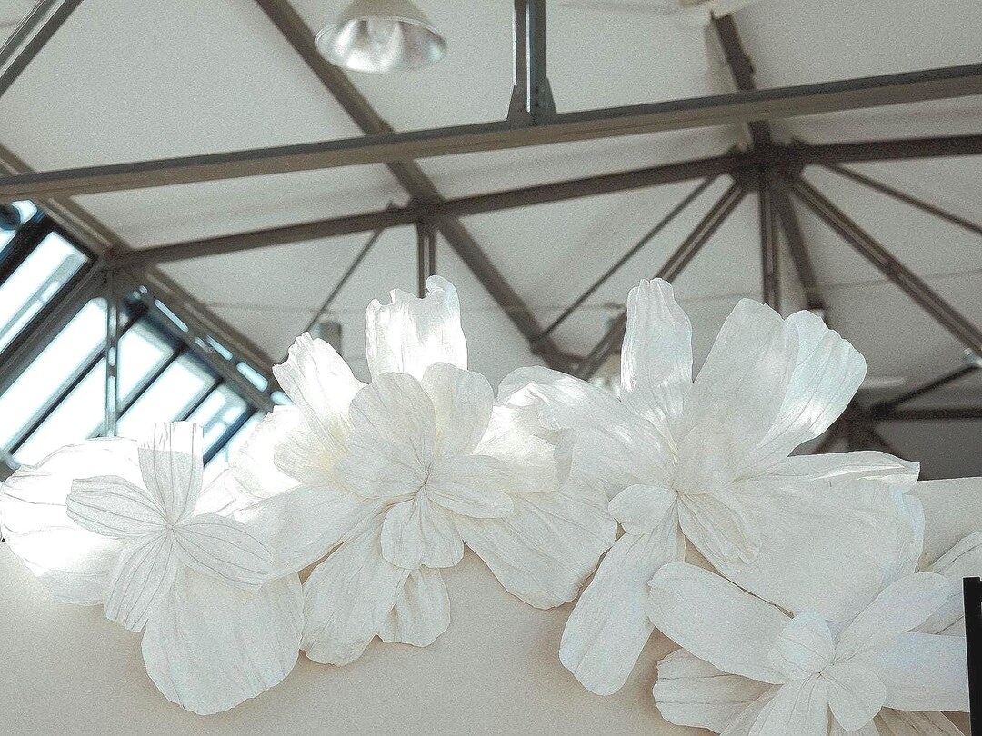 Abstract Draping Crepe Paper Flower Backdrop. Large Elegant Wedding ...