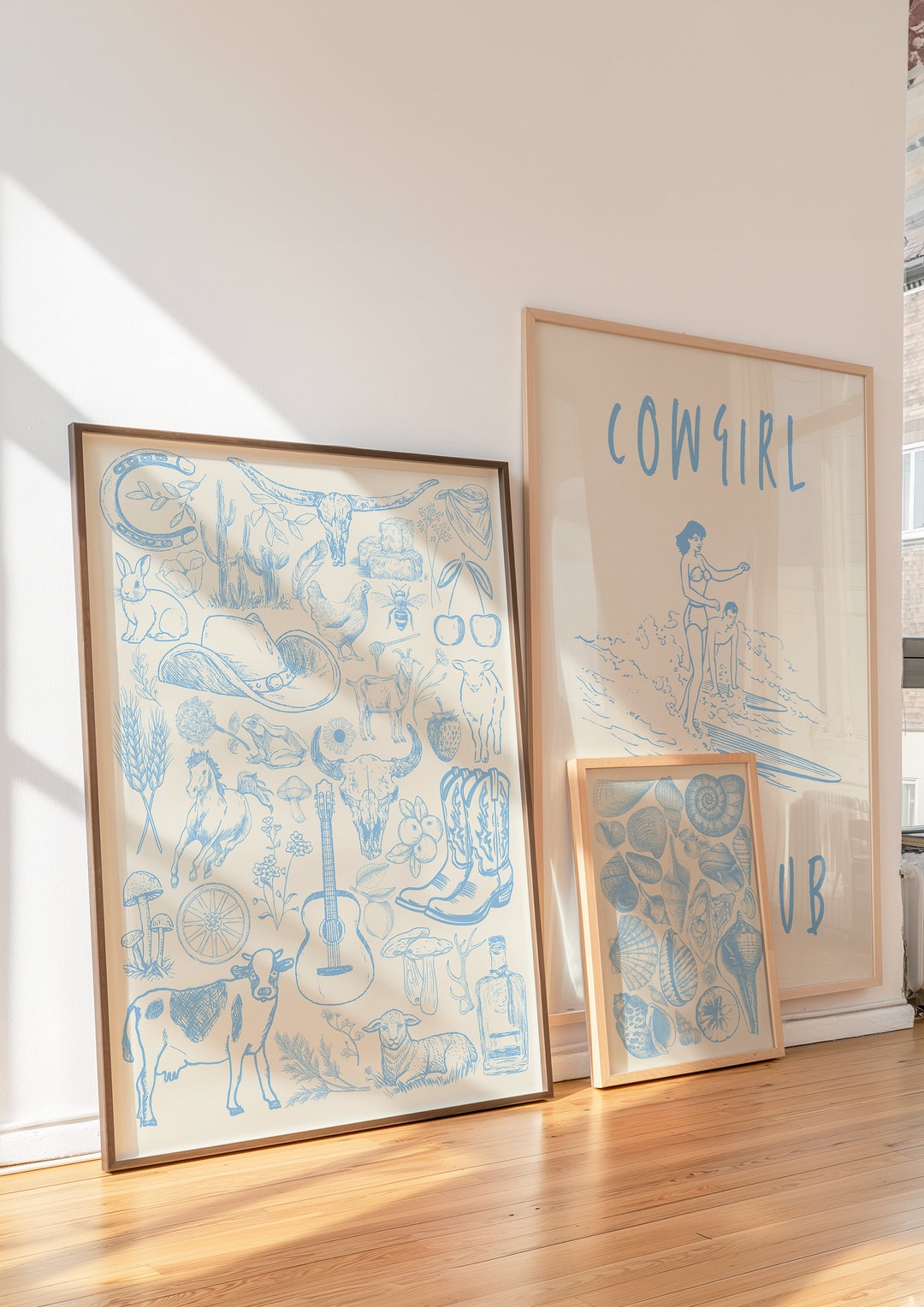 9pack Coastal Cowgirl-beachy Boho Decor Digital Poster Prints Beach ...