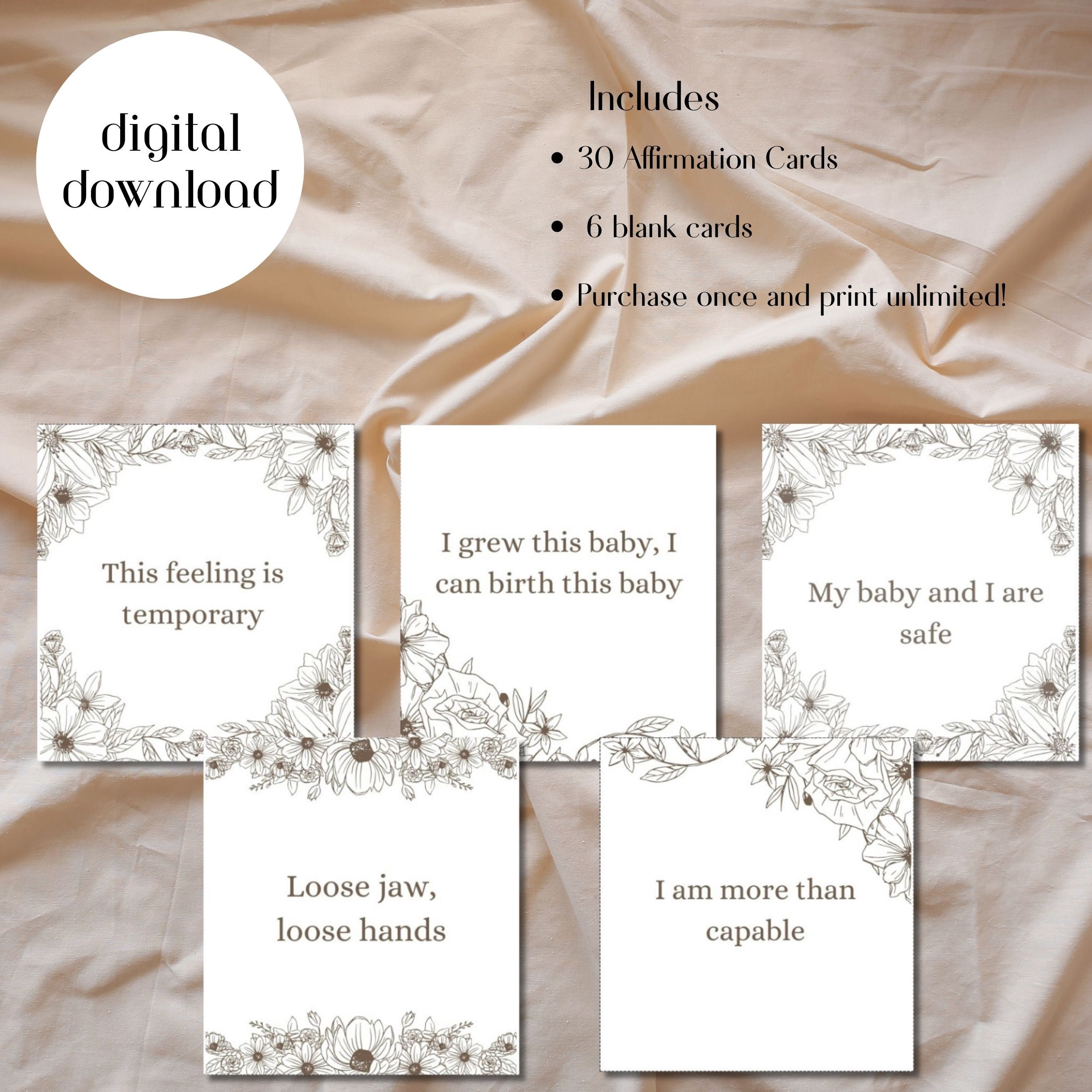 30 Printable Pregnancy & Birth Affirmation Cards Positive Statements ...