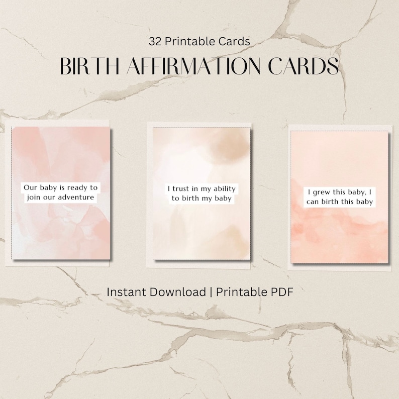 32 Pregnancy & Birth Affirmation Cards | Baby Shower Gift | Positive ...