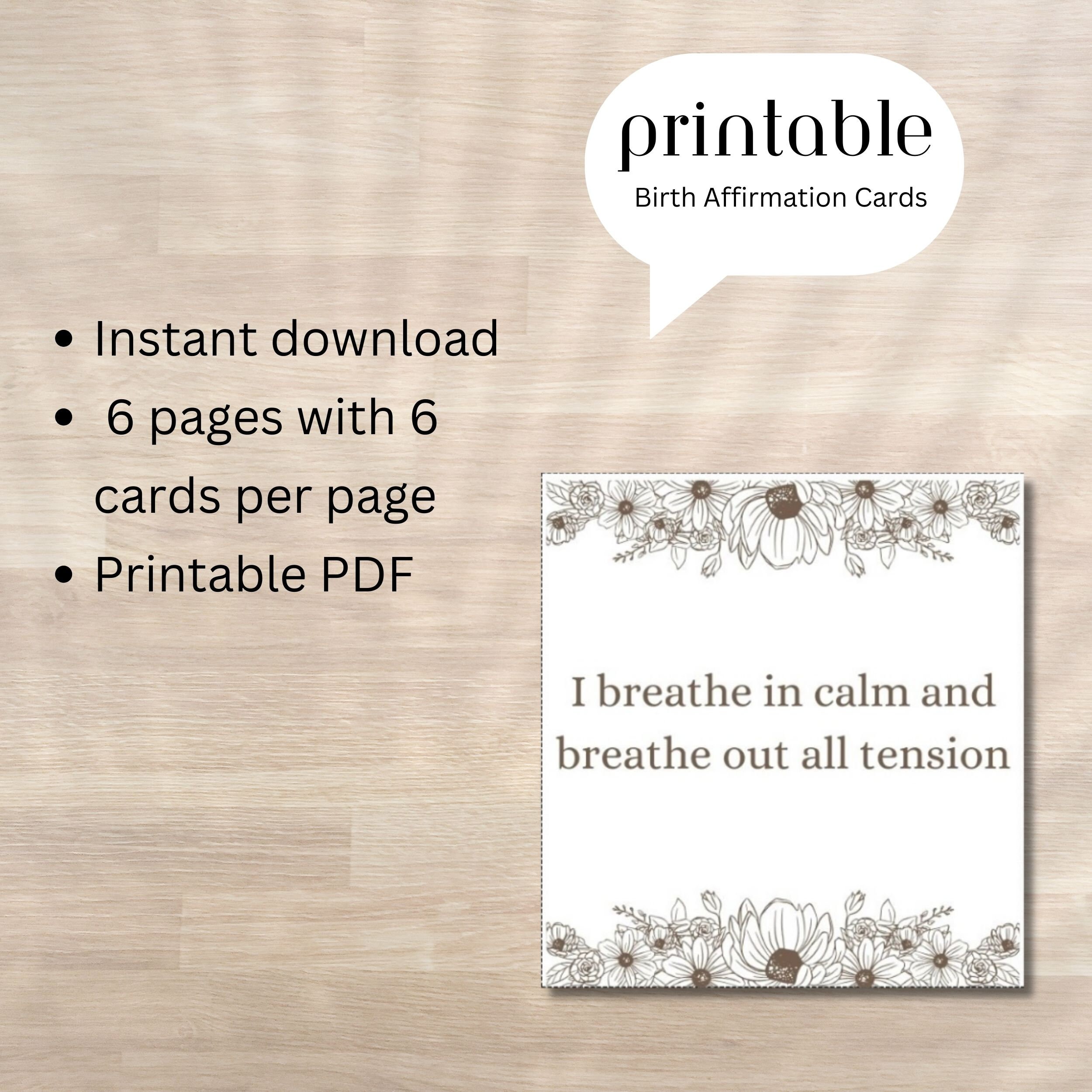 30 Printable Pregnancy & Birth Affirmation Cards Positive Statements ...