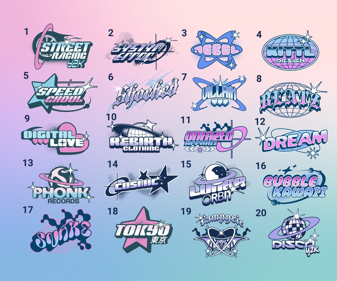 Custom Digital Y2K Logo, 2000s - Etsy