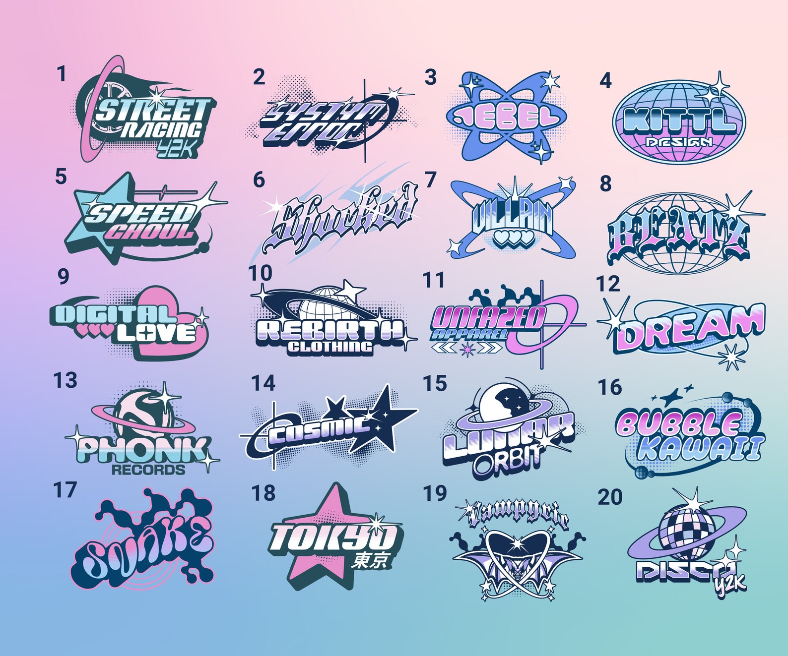 Custom Digital Y2K Logo, 2000s - Etsy