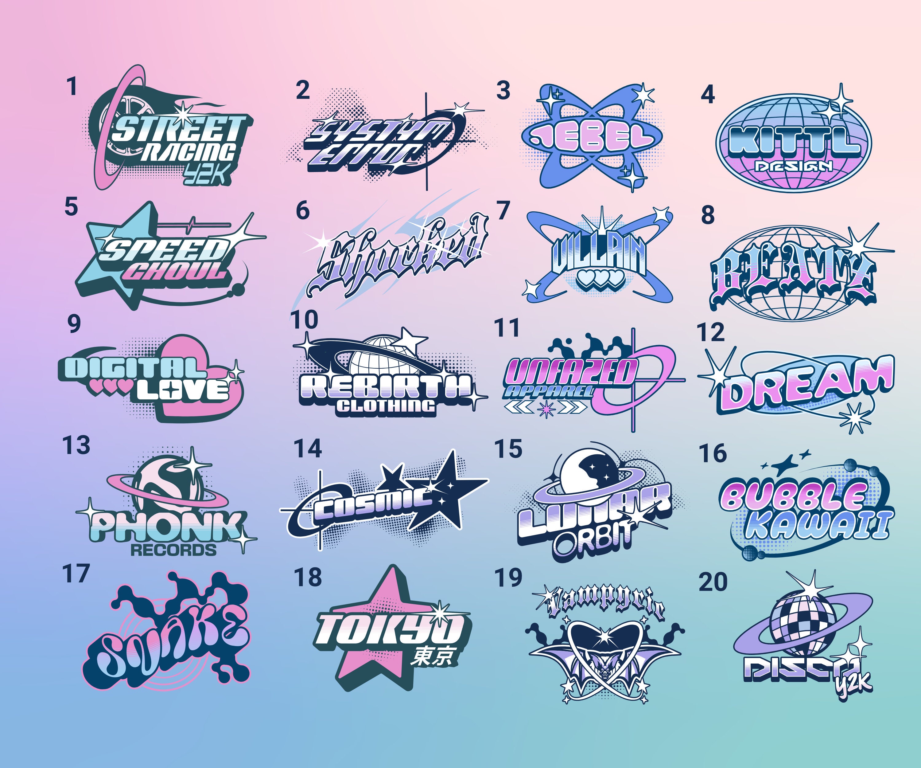 Custom Digital Y2K Logo, 2000s - Etsy