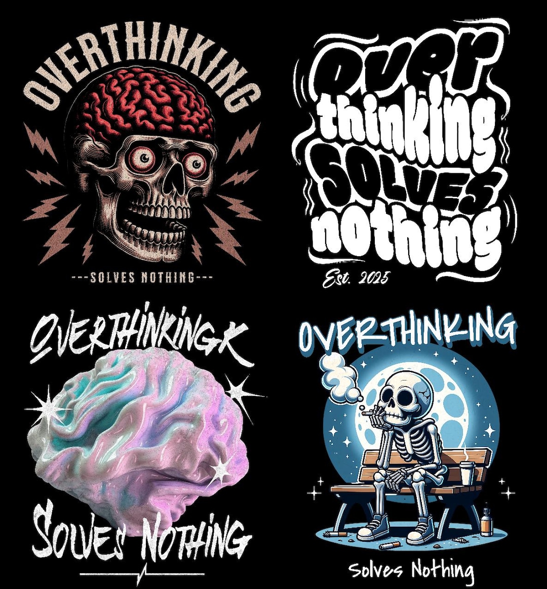 Overthinking Solves Nothing PNG Bundle, Mental Health Awareness ...