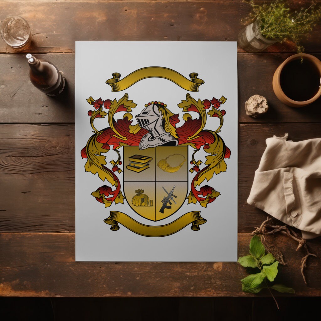 Complex Custom Family Coat of Arms/family Crest or Logo, Personalized ...