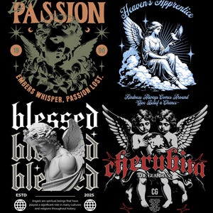 Angel Graphics Streetwear Bundle | Urban T-shirt Designs (PNG Digital ...