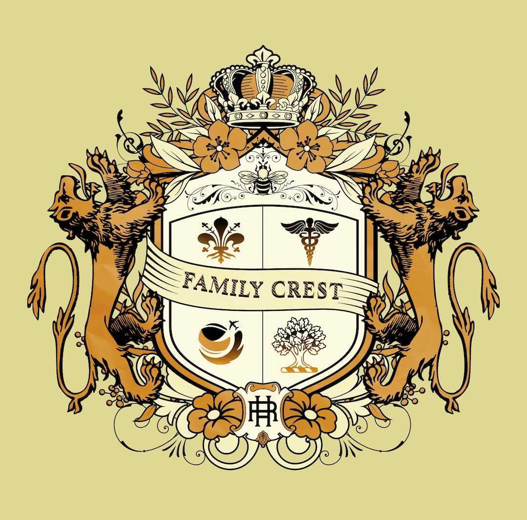 Family Crest Embellished With Roses , Family Crest Coat of Arms ...