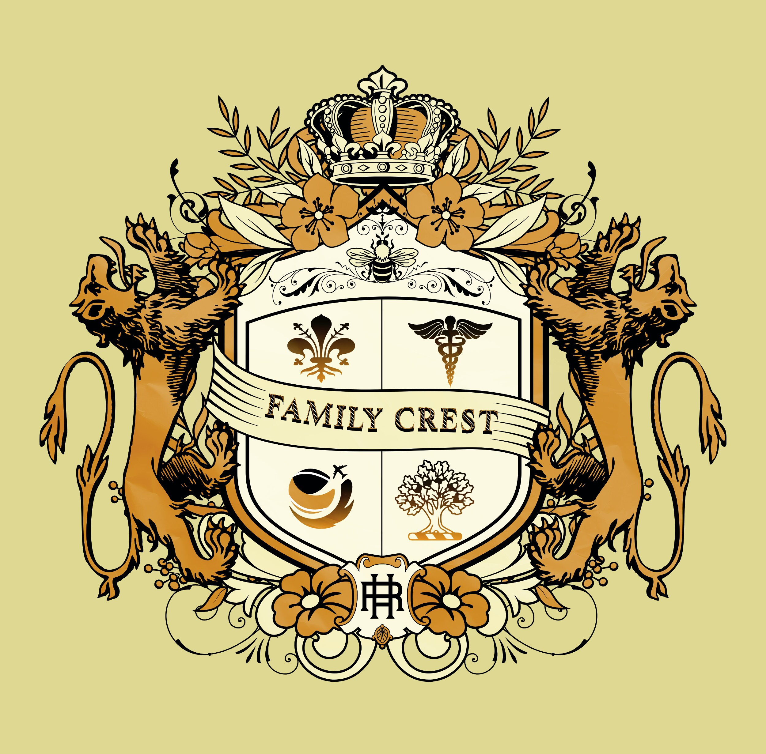 Family Crest Embellished With Roses , Family Crest Coat of Arms ...