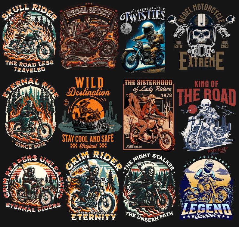 Ultimate Motorbike T-shirt Design Bundle: 100 Retro Motorcycle and ...