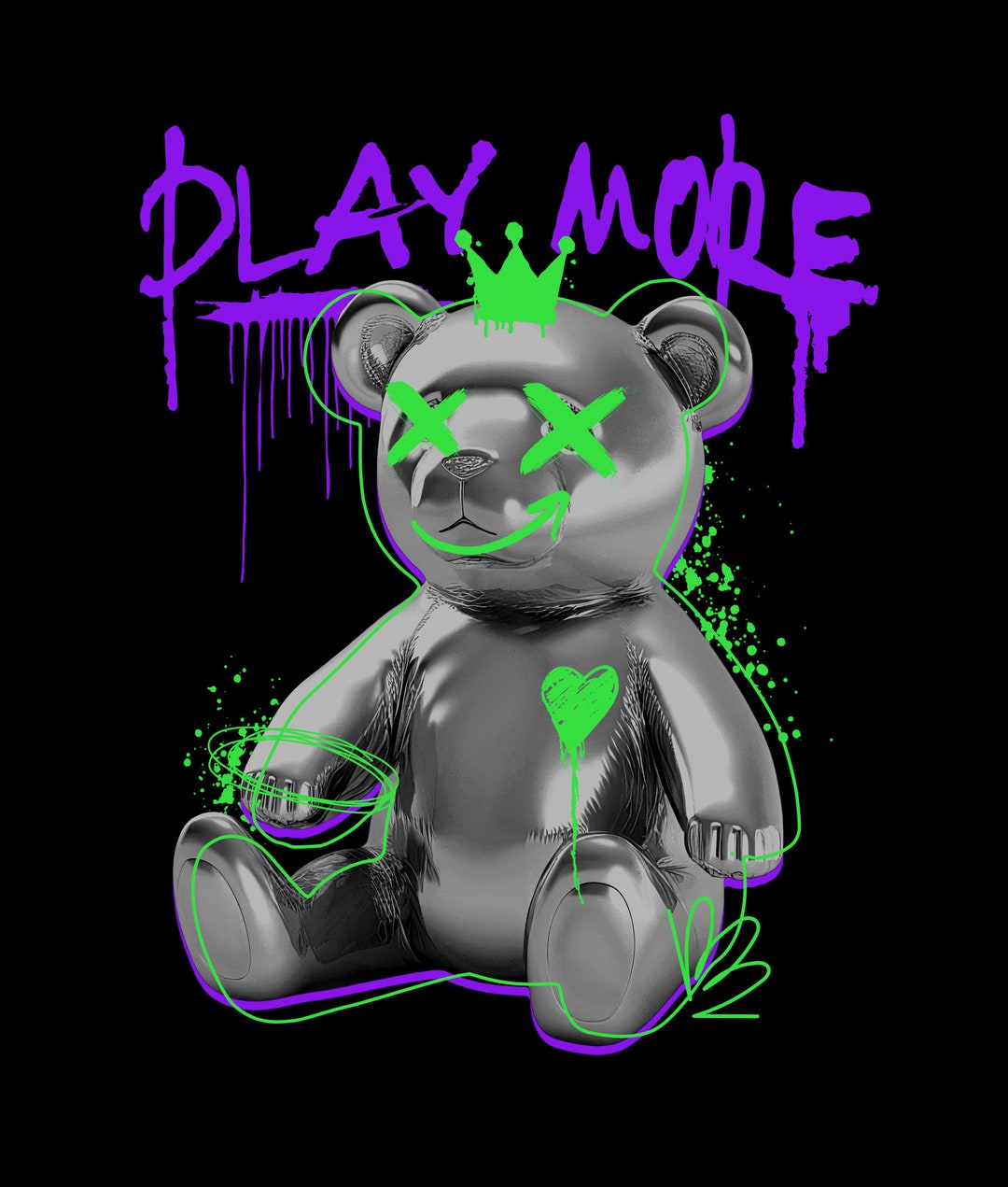 Stylish DTF Designs Teddy Bear Png,hip Hop Streetwear Png,3d Bear ...