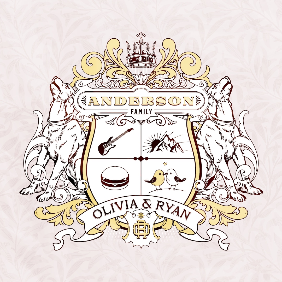 Personalized Family Crests Retriver Design Coat of Arms, Wedding, New ...