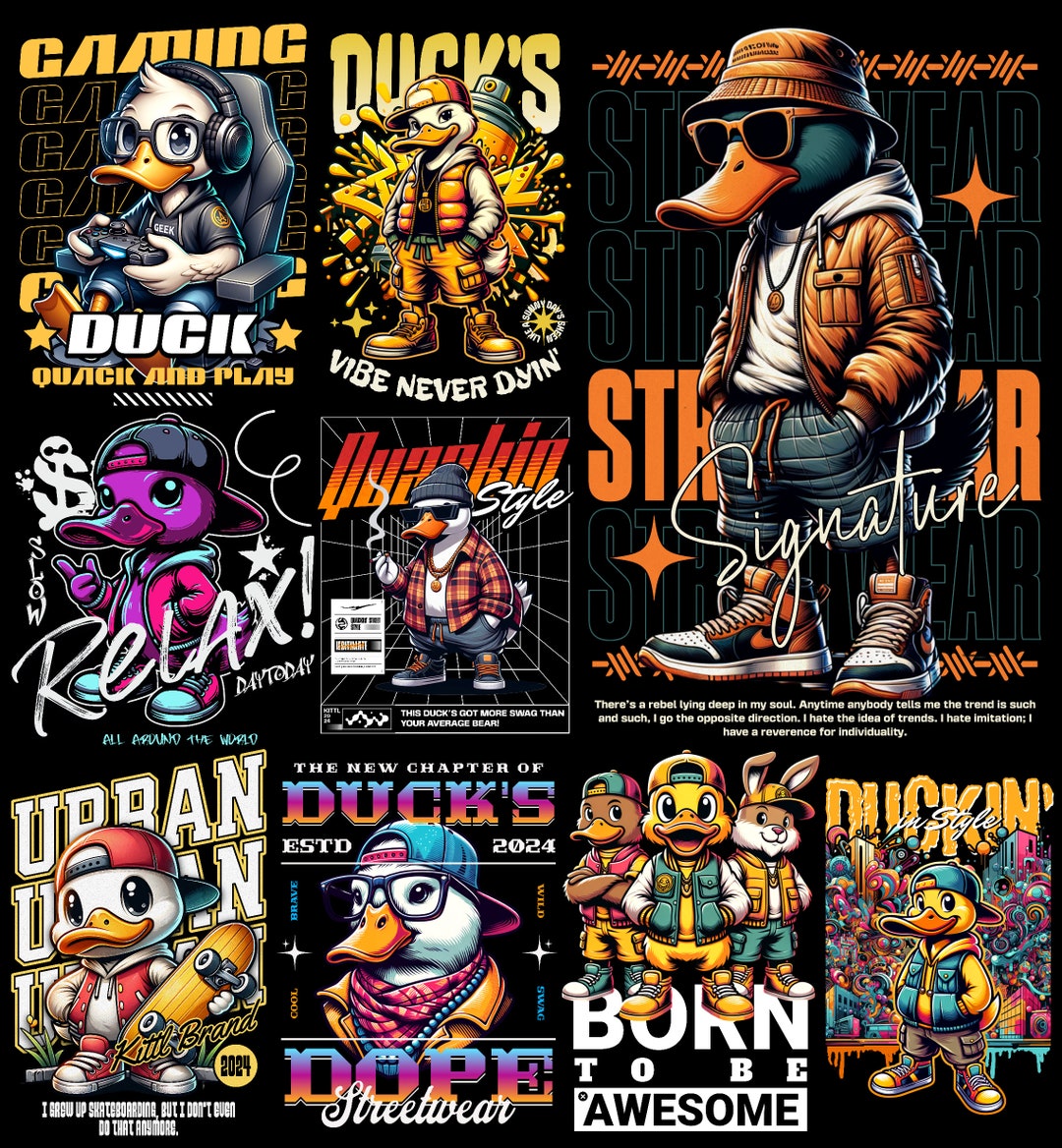 Streetwear Duck Designs in Cartoon Duck Hip-hop, Urban Sublimation ...