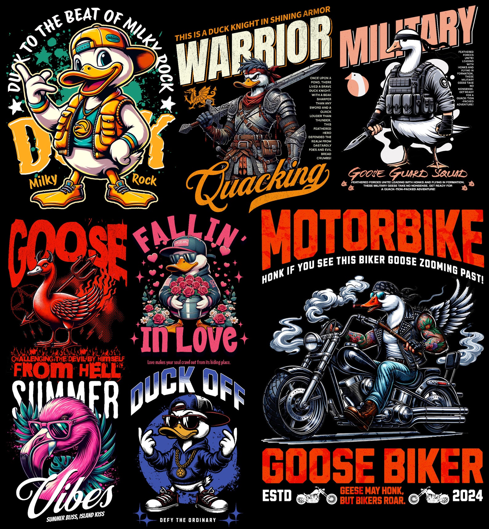 Streetwear Duck Designs in Cartoon Duck Hip-hop, Urban Sublimation ...