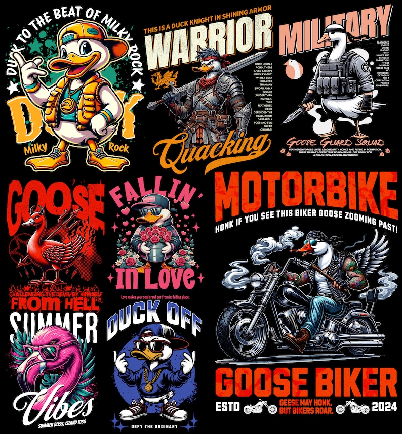 Streetwear Duck Designs in Cartoon Duck Hip-hop, Urban Sublimation ...