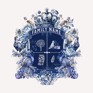 Family Crest Coat of Arms Custom Logo Design , CUSTOM CREST, Watercolor ...