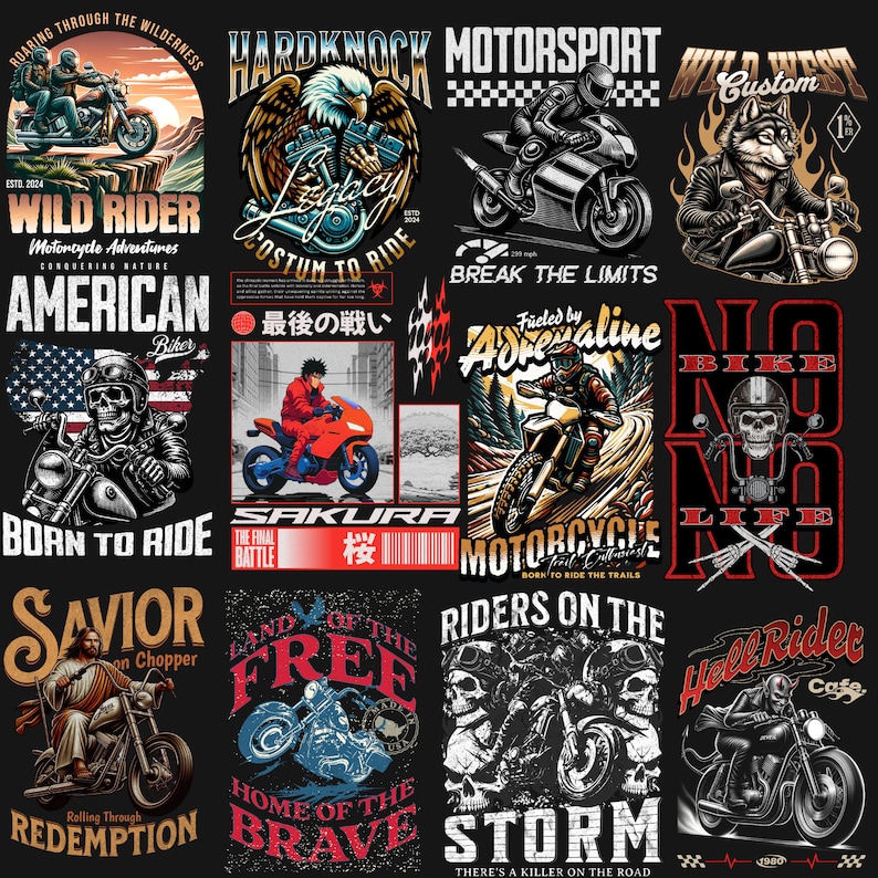 Ultimate Motorbike T-shirt Design Bundle: 100 Retro Motorcycle and ...