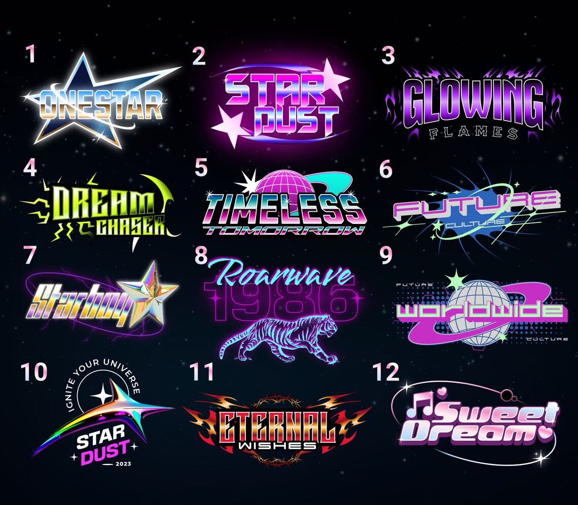 Custom Digital Y2K Logo,y2k Logo , Logo Neon Light, 80s Retro, Custom ...