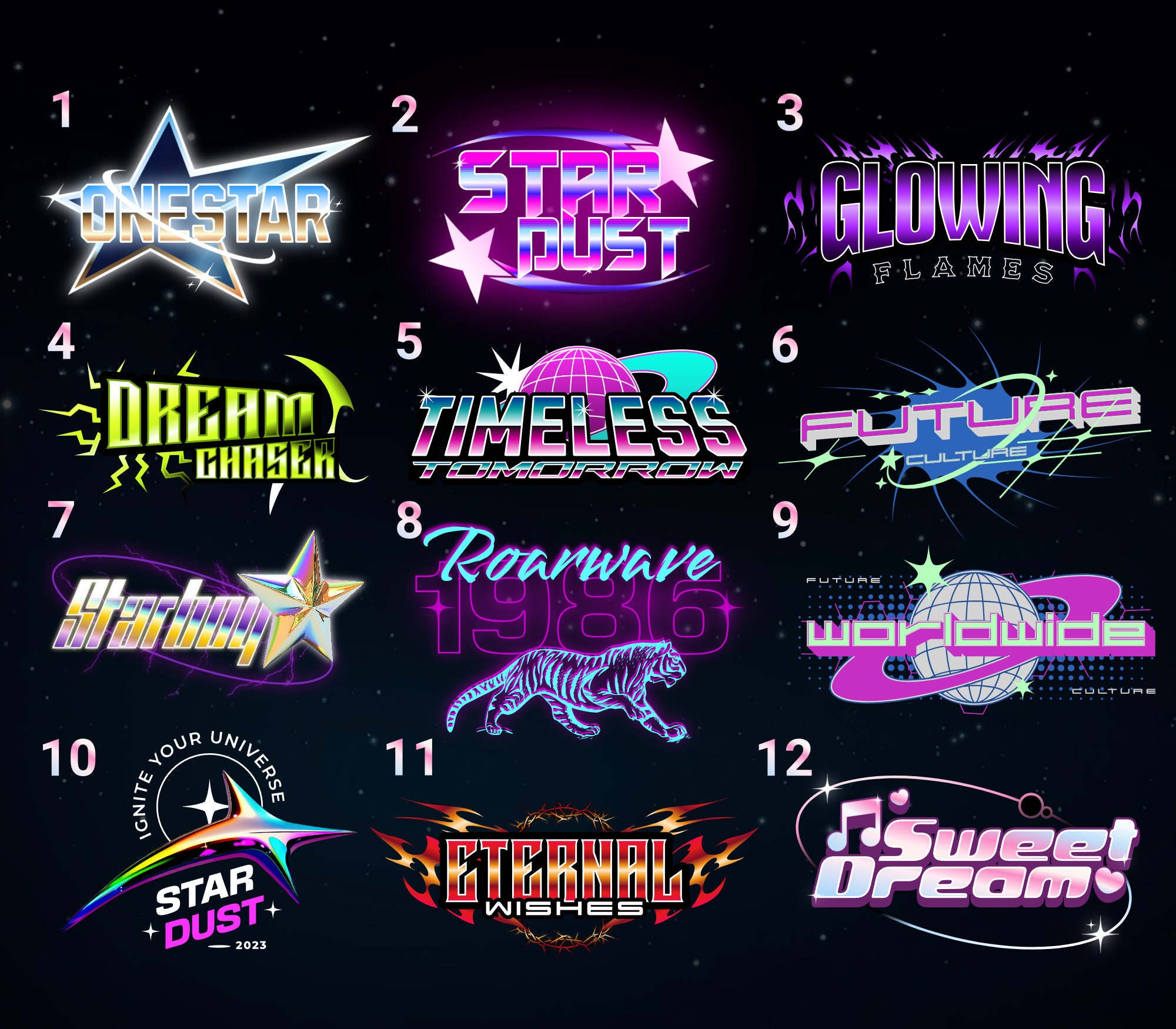 Custom Digital Y2K Logo,y2k Logo , Logo Neon Light, 80s Retro, Custom ...