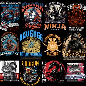 100+ Samurai Japanese Designs: T-shirt Design Bundle, Streetwear ...