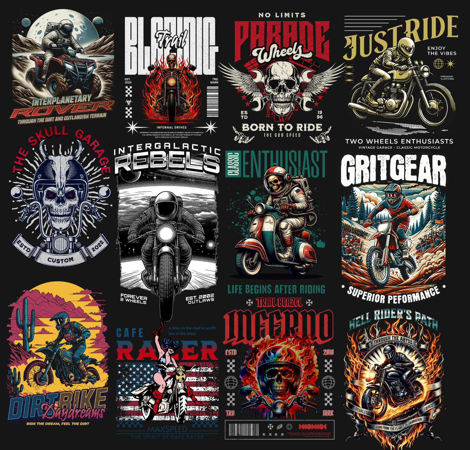 Ultimate Motorbike T-shirt Design Bundle: 100 Retro Motorcycle and ...