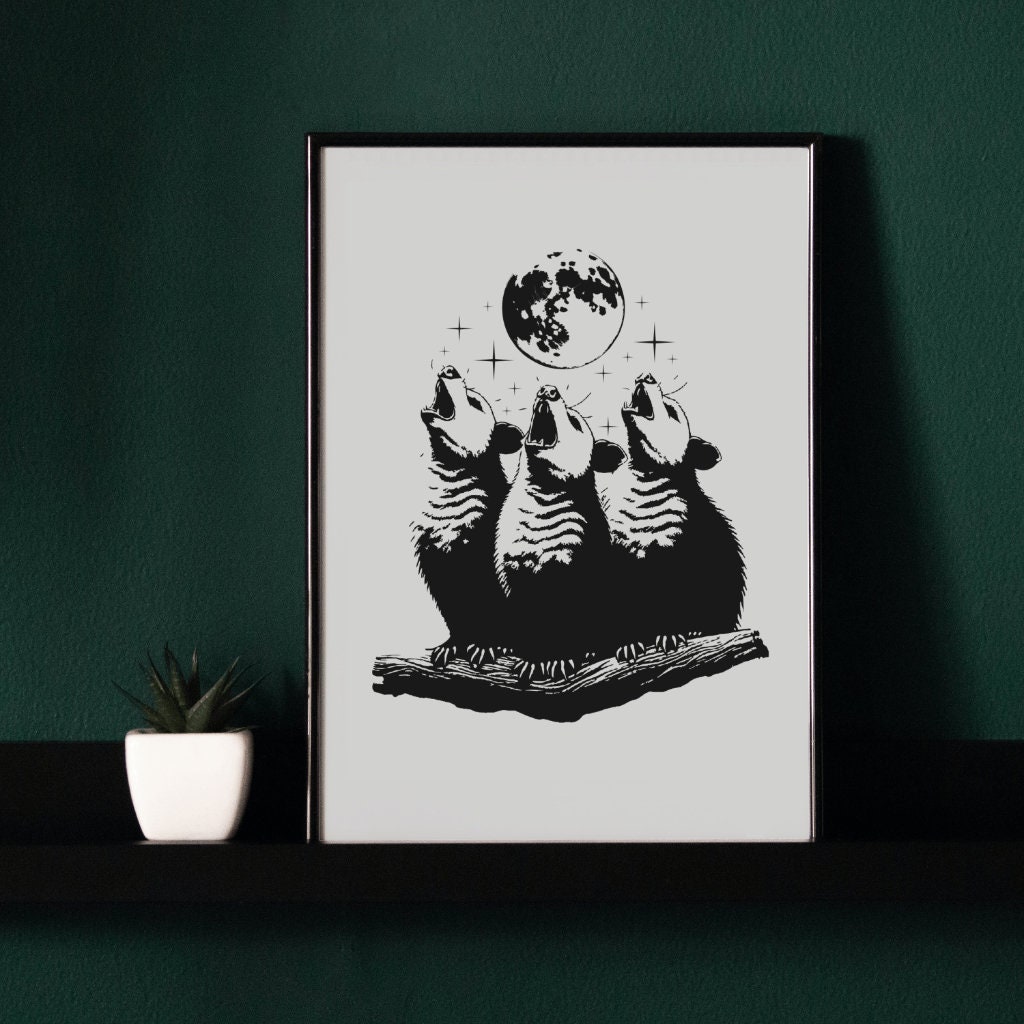 Three Possums Howling at Moon Svg, Opossum Lover Png, Funny Possum Svg ...