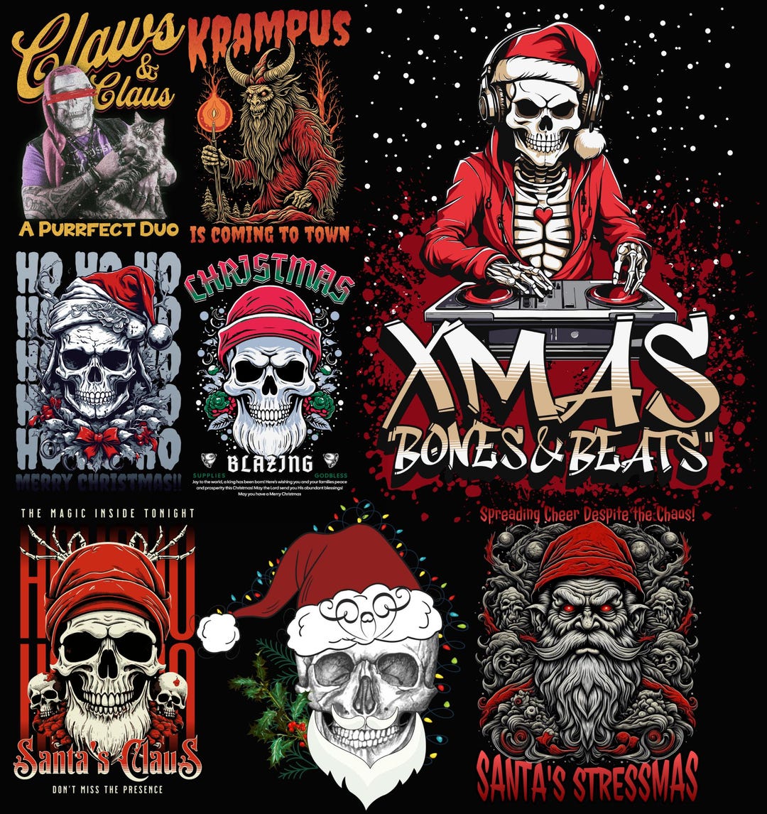 Santa Claus & Christmas Skulls Horror PNG | Spooky Sublimation Designs ...