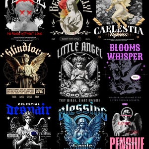 Angel Graphics Streetwear Bundle | Urban T-shirt Designs (PNG Digital ...