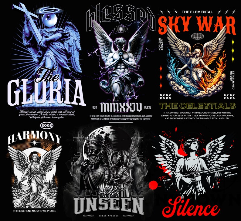 Angel Streetwear T-shirt Designs Bundle (digital Download) - Etsy