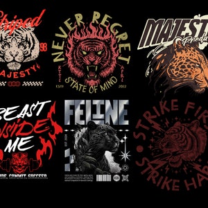 Exclusive T-shirt Design Bundles: Tiger Designs, Streetwear Styles ...