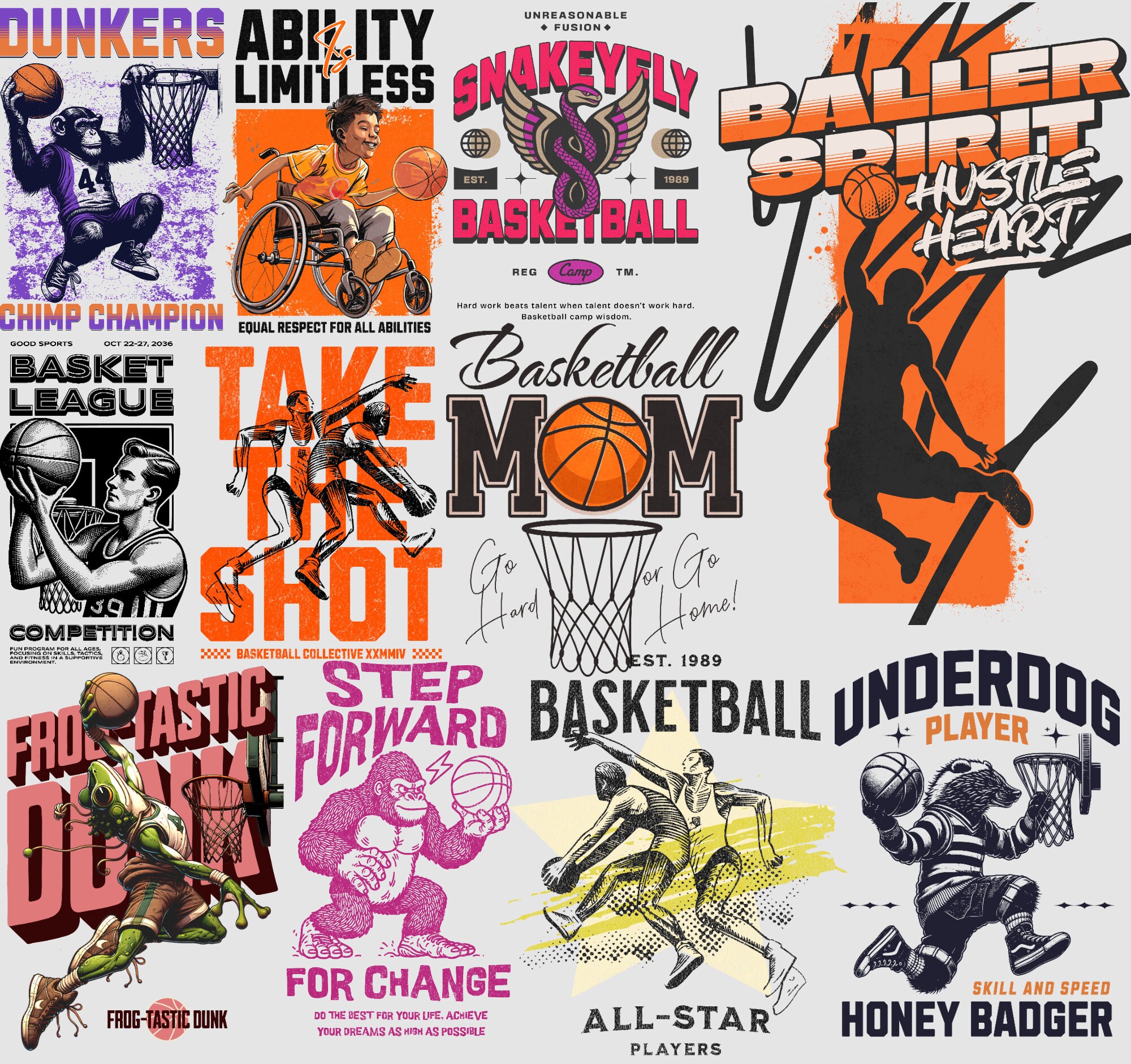 200+ Basketball T-shirt Design Bundle for Fans in PNG Format: Includes ...