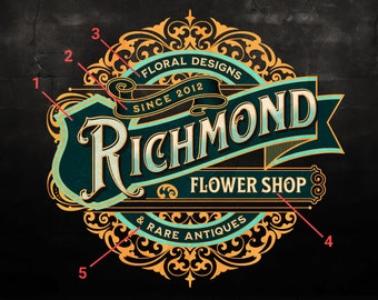 Vintage Barbershop Logo - Custom Logo Designs, Professional Logo Designer - Victorian Style Logo ...