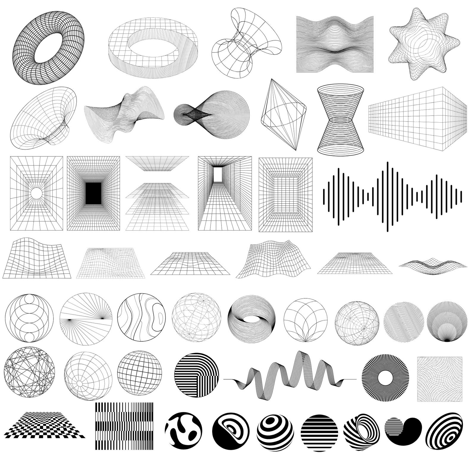 Streetwear Futuristic Shapes Element,3d Geometric Shapes - 90's Retro ...