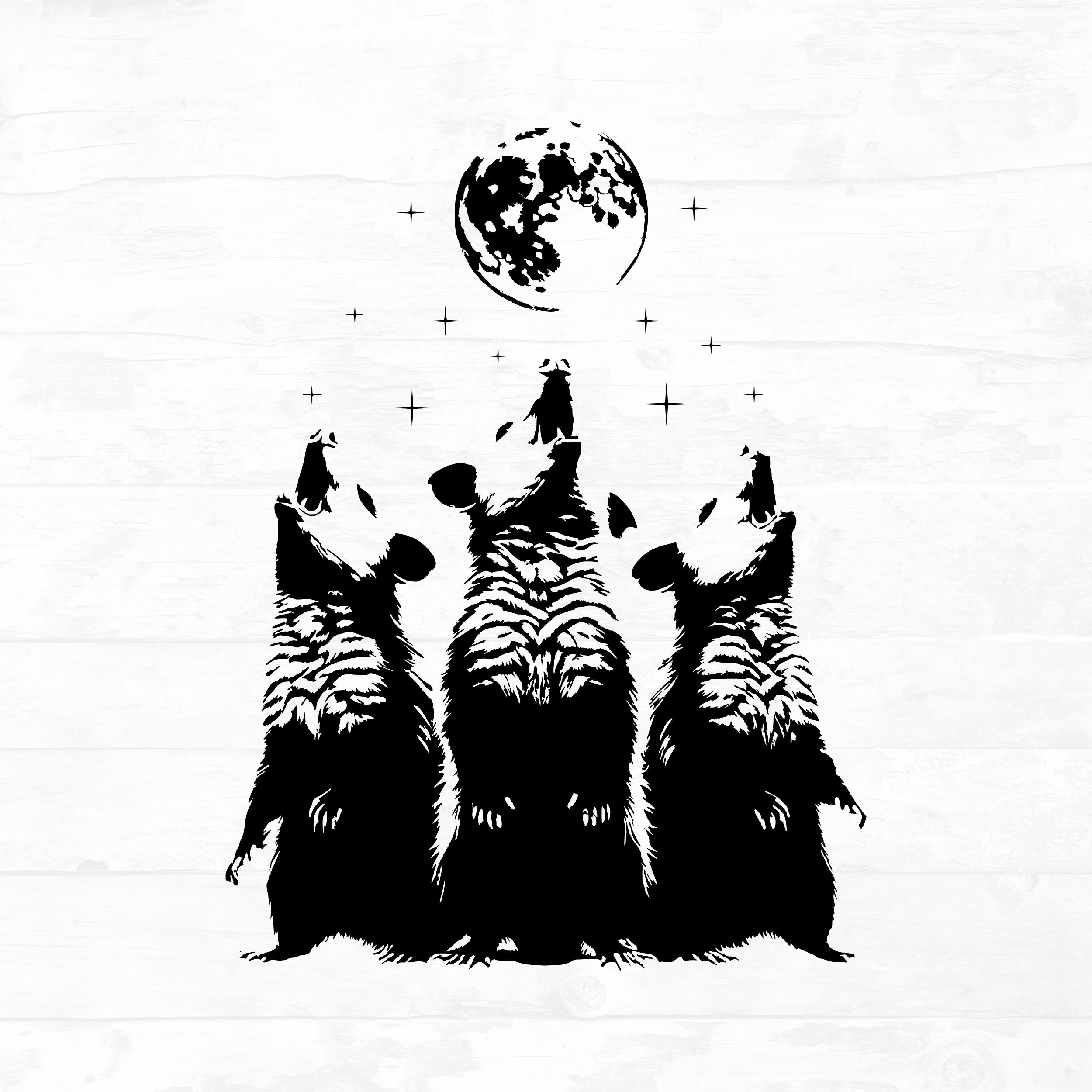 Three Possums Howling at Moon Svg, Opossum Lover Png, Funny Possum Svg ...