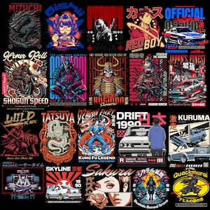 100+ Samurai Japanese Designs: T-shirt Design Bundle, Streetwear ...
