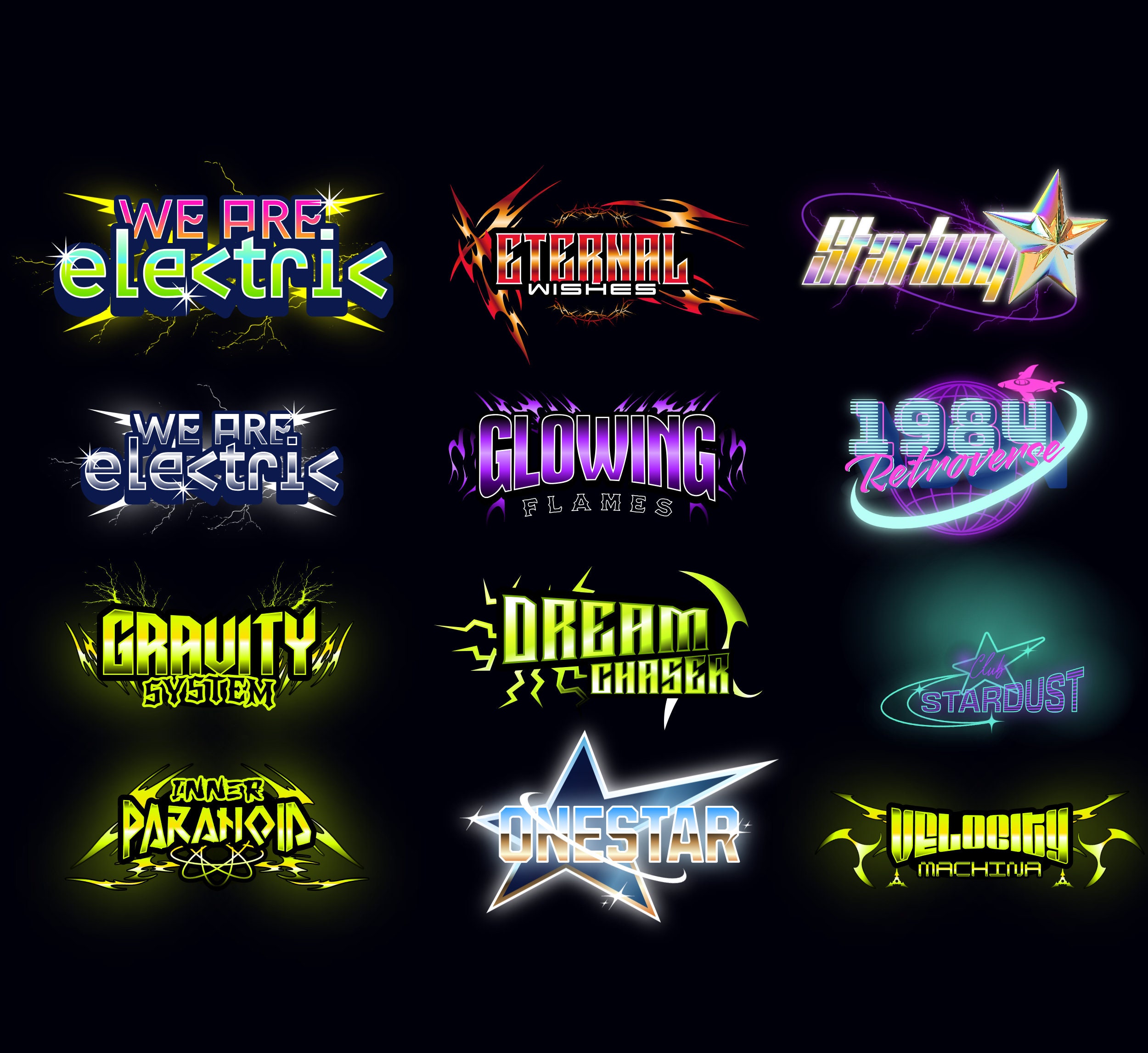 Y2K Logo, Neon Light, 80s Retro, Custom Logo Designs - Etsy