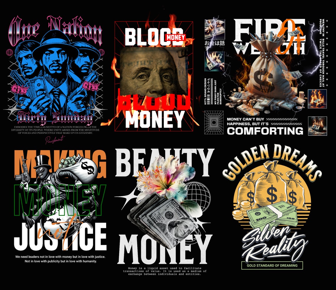 75+ Optimum Streetwear Money PNG Designs Bundle: T-shirt Graphics, Cash ...