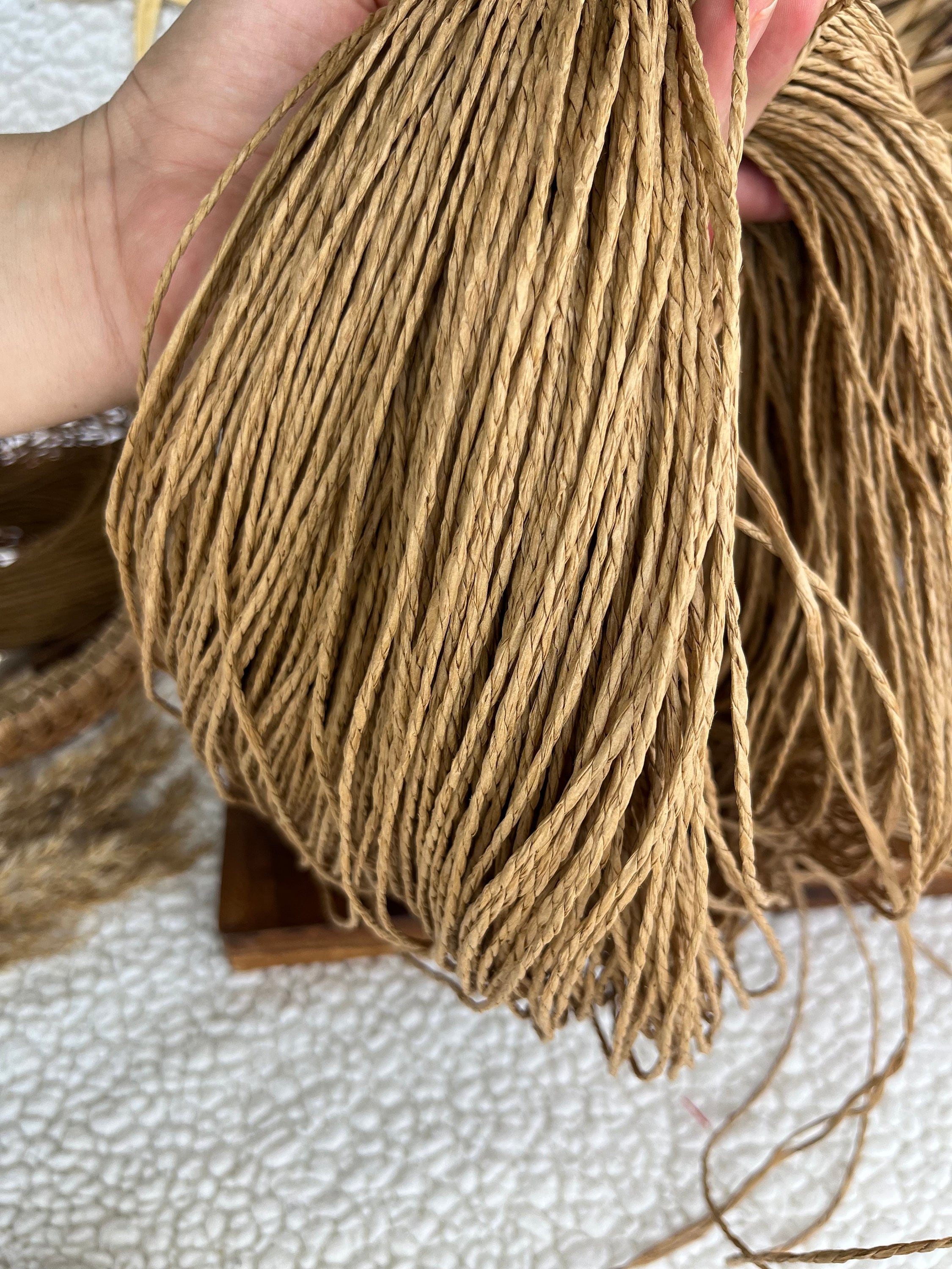 Natural Raffia PAPER YARN Natural Twisted Craft Skein Yarn 2ply, Eco ...