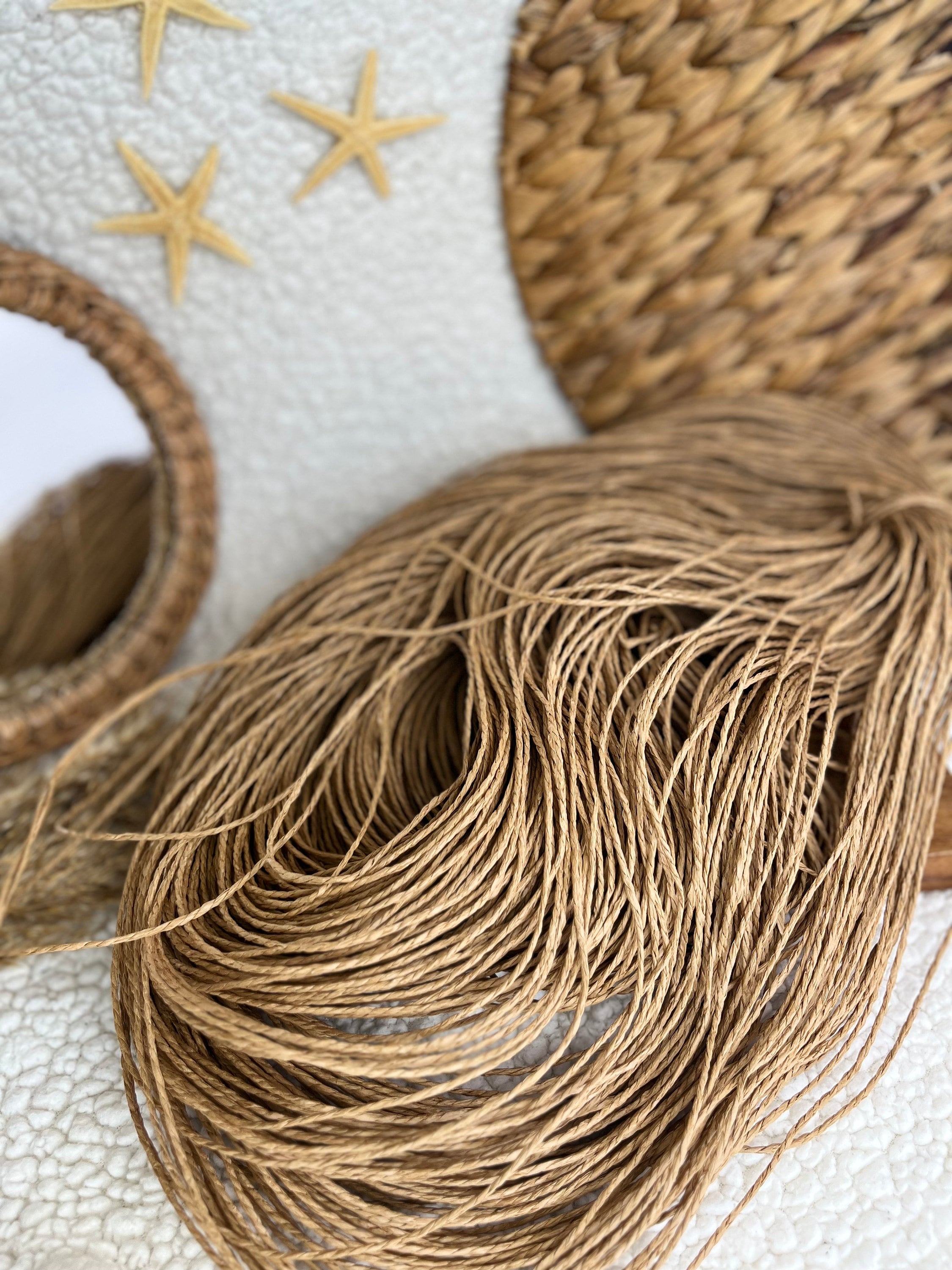 Natural Raffia PAPER YARN Natural Twisted Craft Skein Yarn 2ply, Eco ...