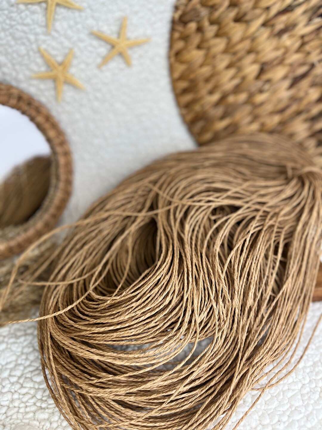 Natural Raffia PAPER YARN Natural Twisted Craft Skein Yarn 2ply, Eco ...