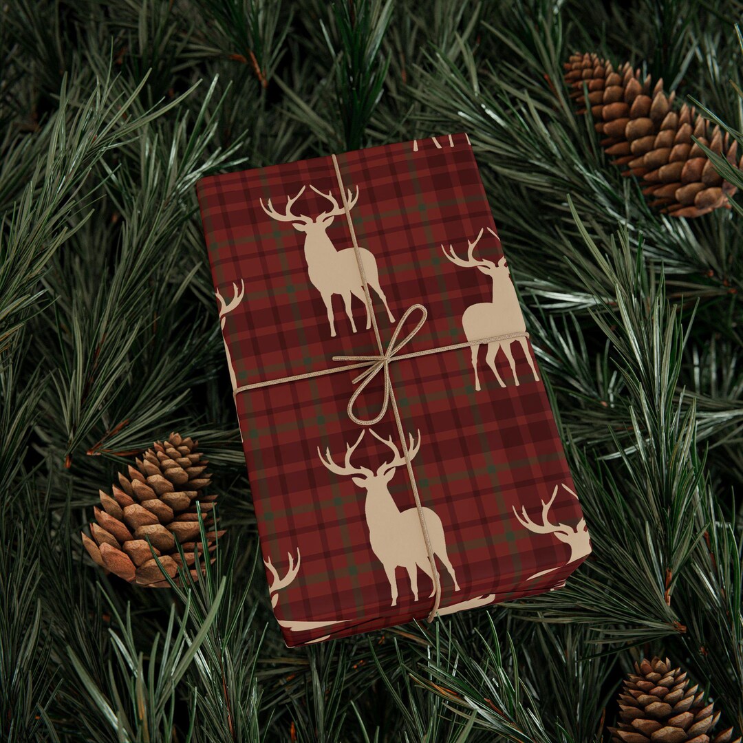 Woodland Christmas Elk Wrapping Paper, Christmas Wrapping Paper ...