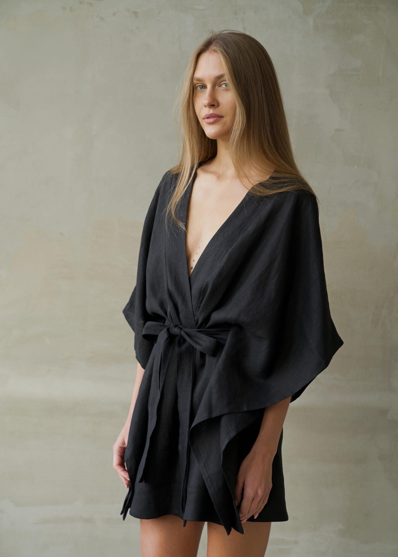Linen Kimono Robe: Softened European Linen, Bridal Dressing Gown - Etsy