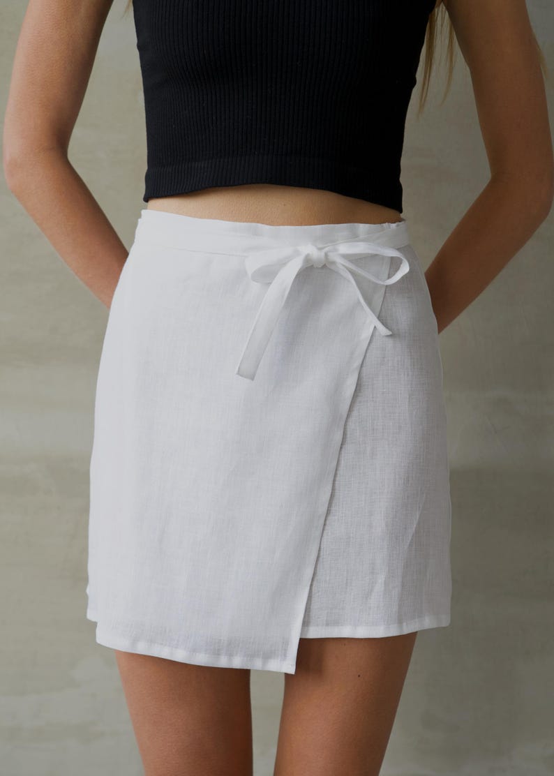 Adjustable Linen Wrap Mini Skirt, Double Layer - Etsy